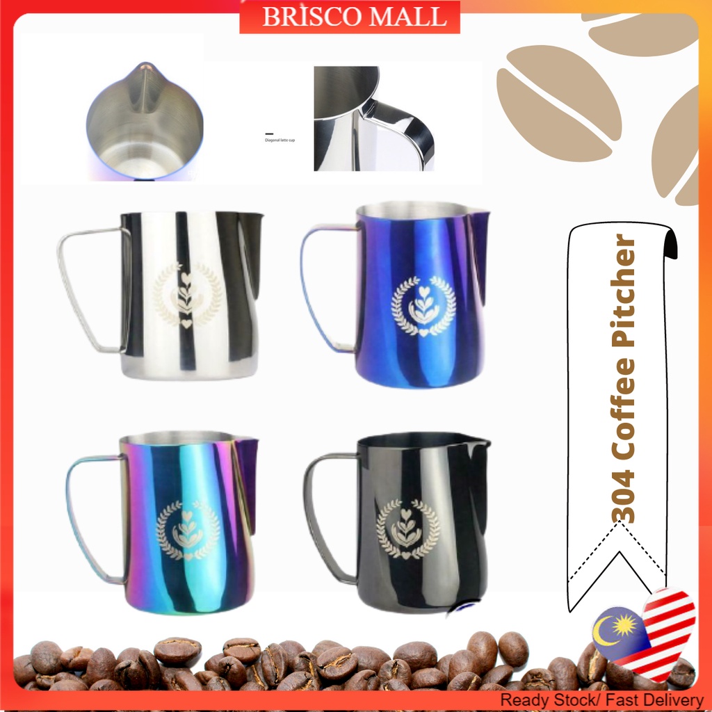 Coffee Espresso Milk Frothing pitcher เหยือกสแตนเลส เหยือก Latte Art Milk Frothing Jug 350ml ...