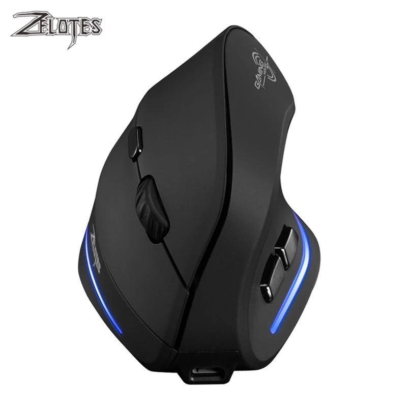 ZELOTES F-35ไร้สาย2.4GHz แนวตั้ง6ปุ่ม2400 DPI Ergonomic Optical Gaming ...