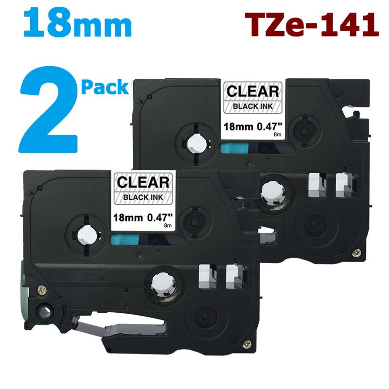 [สต็อกประเทศไทย]2 Pack 18mm Tze-141 Black on Clear Label Tape for ...