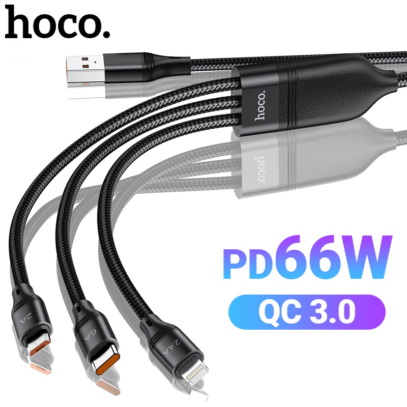 Hoco U104 3 in 1 สายชาร์จเร็ว 66W PD QC3.0 USB C สําหรับสมาร์ทโฟนทุก ...