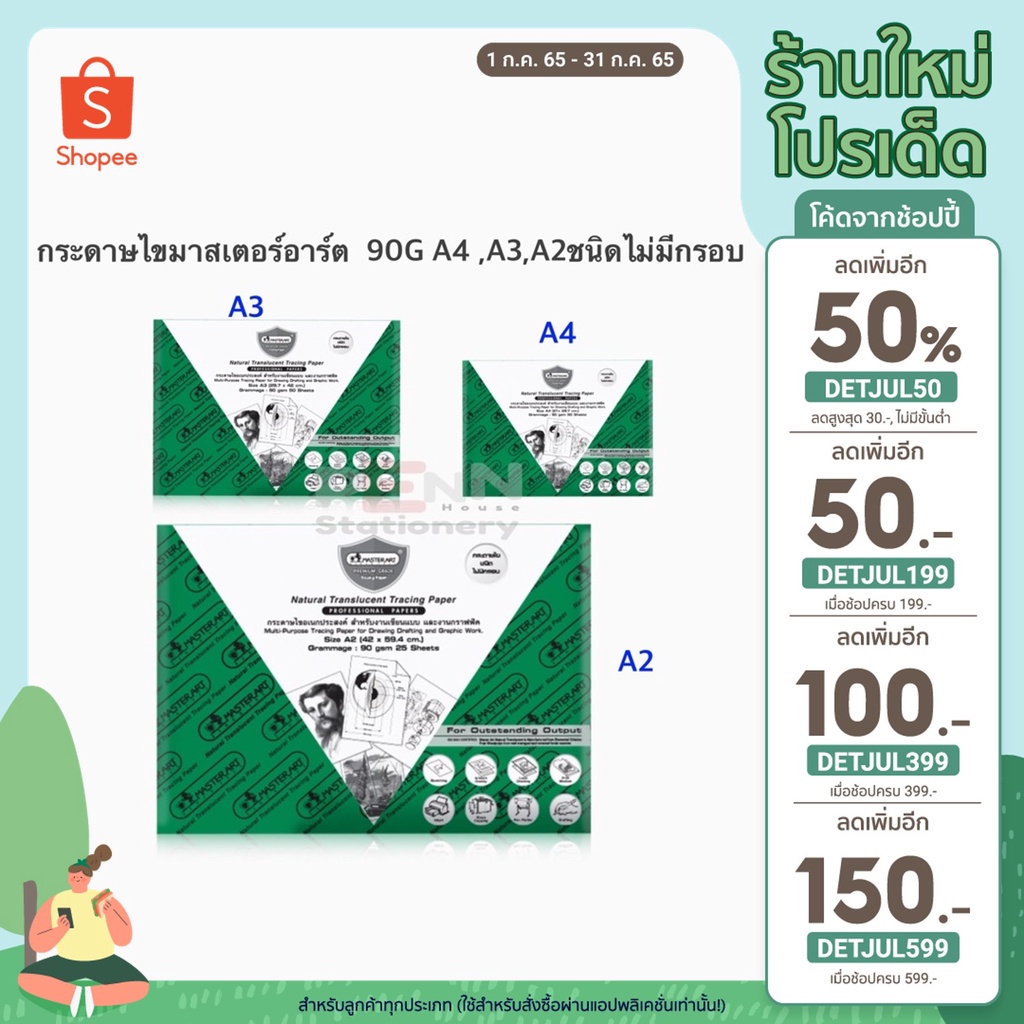 [เหลือ 220.- โค้ด DETJUL199] กระดาษไข งานเขียนแบบ 3ขนาด A4,A3,A2 ...