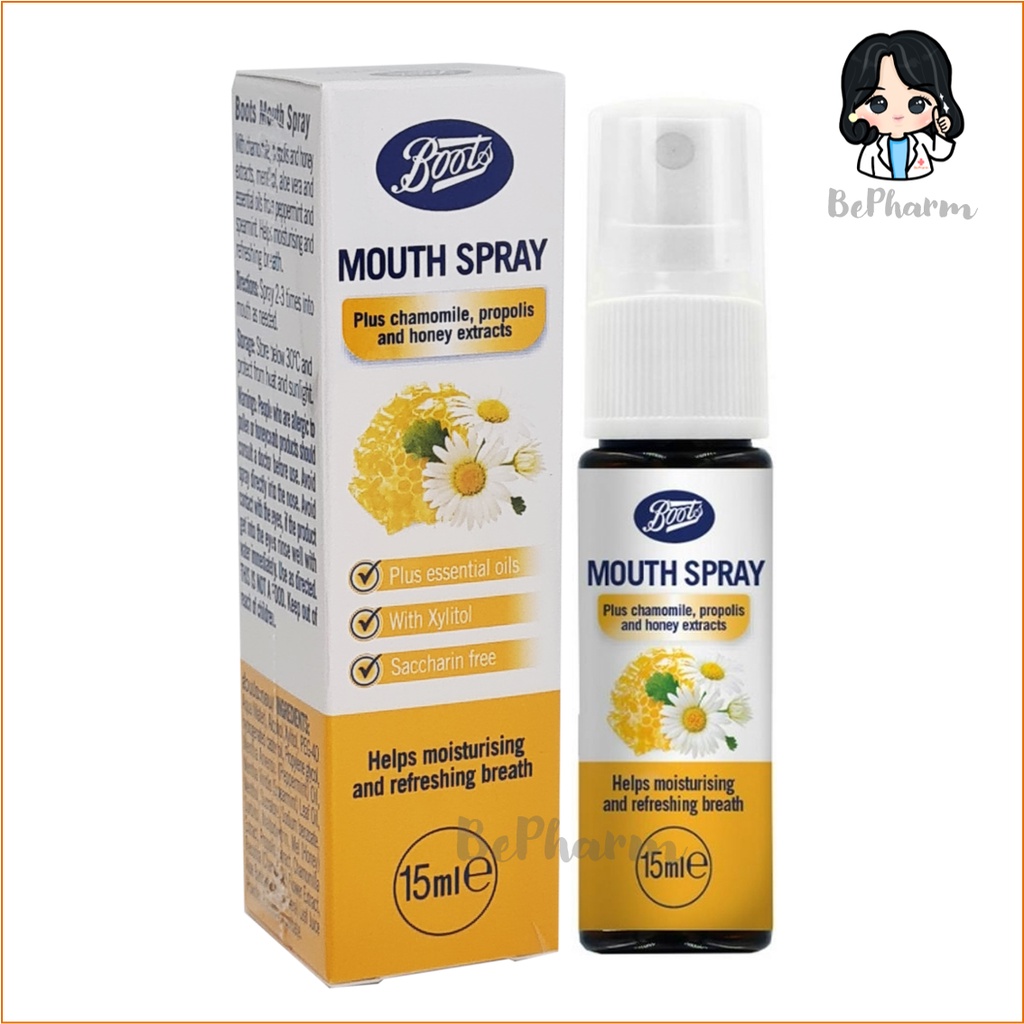 สเปรย์สำหรับช่องปาก Boots Mouth Spray 15 ml บู๊ทส์ เม้าท์ สเปรย์ ...