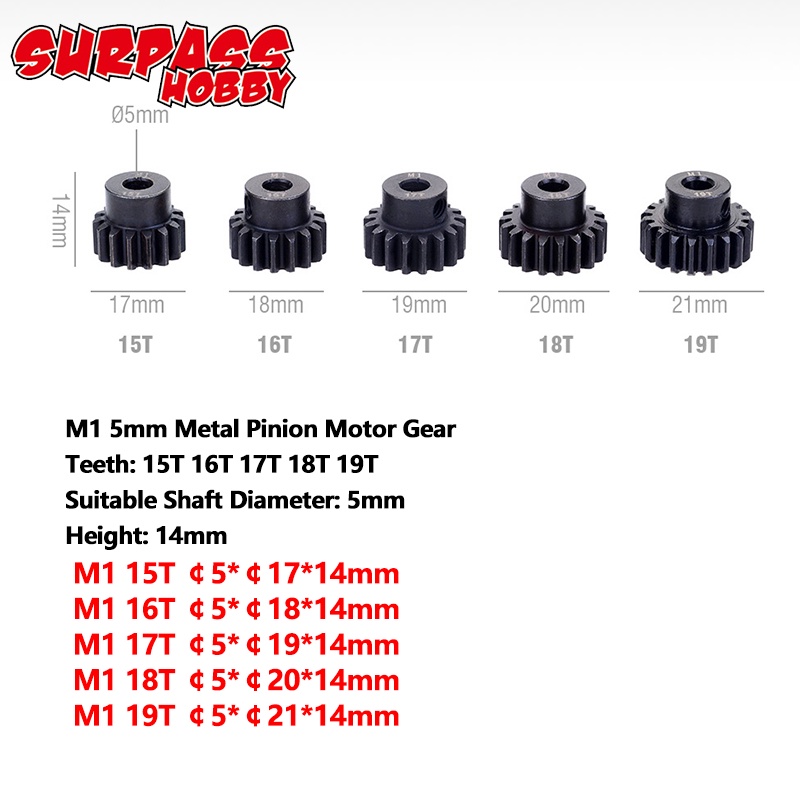 ชุดเฟืองมอเตอร์ โลหะ M1 5 มม. 11T 12T 13T 15T 17T 19T 20T 21T 23T 25T 27T 29T 30T สําหรับ ...