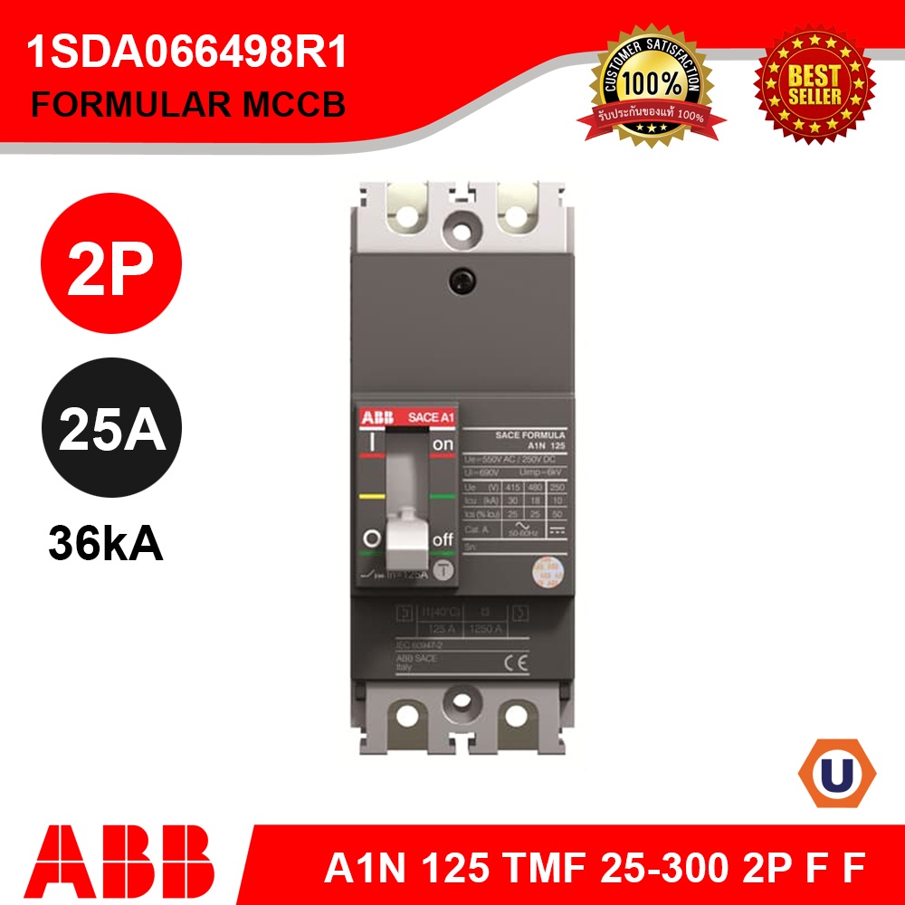 ABB A1N 125 TMF 25-300 2p F F เบรกเกอร์ Moulded Case Circuit Breaker FORMULA(36kA) 1SDA066498R1 ...