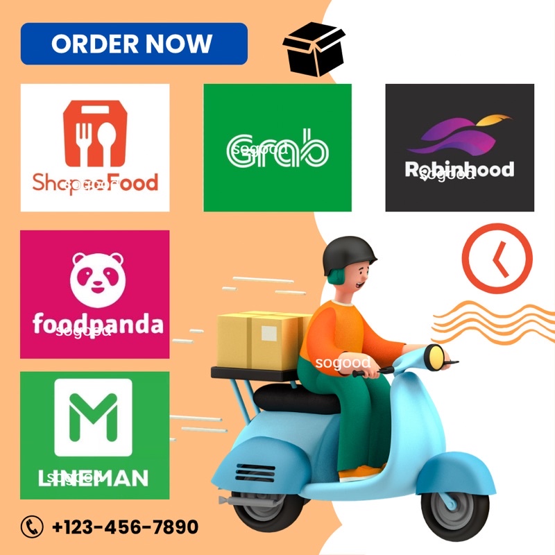 ป้ายเคลือบเเข็งเดลิเวอรี่ , Grab,Lineman ,Shopee food,Foodpanda,Robinhood (แก้ไขข้อความแจ้งช่อง ...