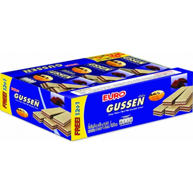 ขนม Gussen กัสเซ็น ยกแพ็ค 12ชิ้น เวเฟอร์สอดไส้ นม ช็อคโกแลต นมช็อคโกแลต ...