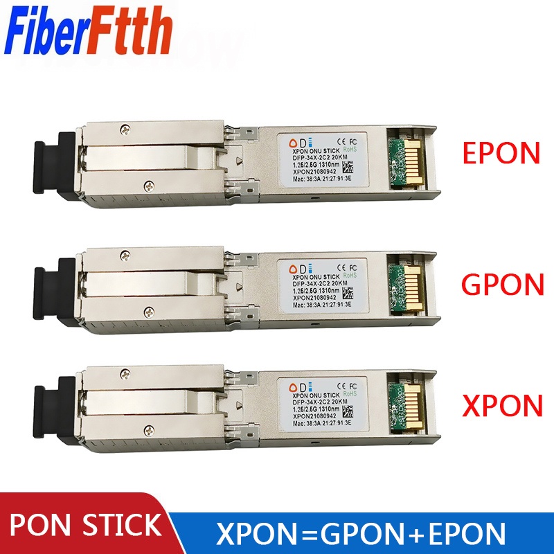 Pon Stick EPON GPON XPON SFP ONU Stick พร้อมโมดูลเชื่อมต่อ MAC SC DDM ...
