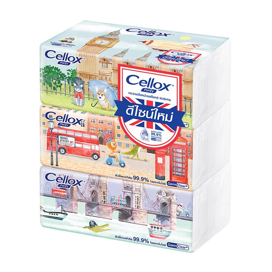 [แพ็ค3ห่อ] กระดาษเช็ดหน้า เซลล็อกซ์ พิวริฟาย ซอฟท์แพค 160แผ่น รวม 3ห่อ ...