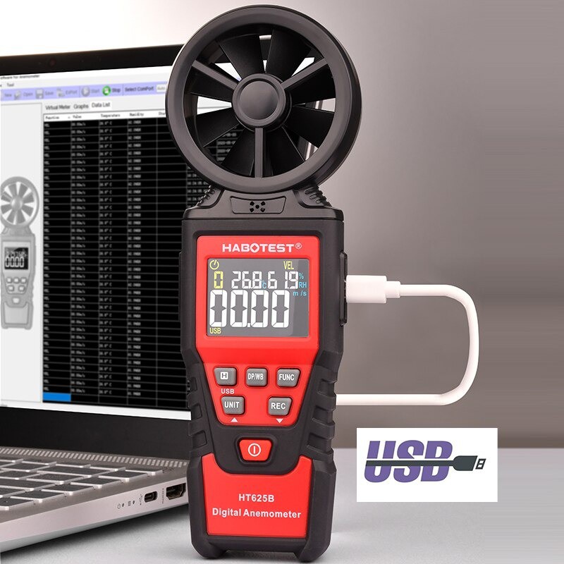 เครื่องวัดความเร็วลม HABOTEST ความเร็วลม HT625B Airometer ลม-วัด ...