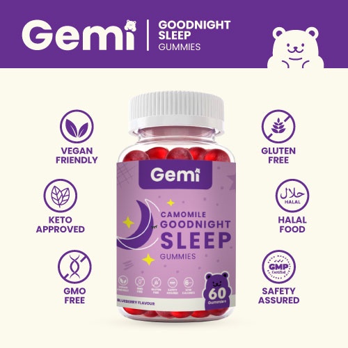 Gemi เจมมี่ คาโมมายด์กู๊ดไนท์สลีพกัมมี่ 2กระปุก / Gemi Camomile ...