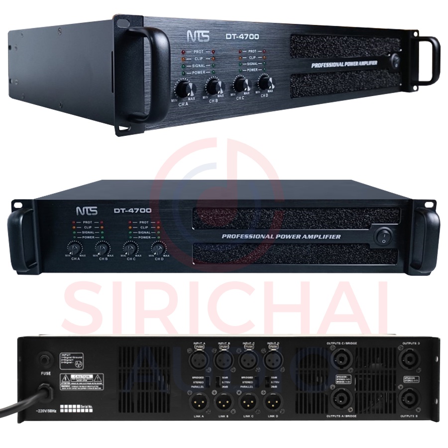 NTS DT4700เพาเวอร์แอมป์ poweramp 4CH เครื่องขยายเสียง CLASS-D DT4700 พาวเวอร์4ช่อง 2U ศิริชัย ...