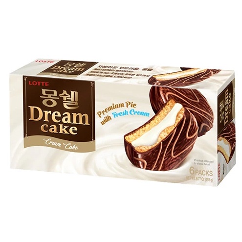 ขนมเกาหลี เค้กวนิลาเคลือบช็อกโกแลตสอดไส้ครีม 몽쉘 크림케이크 Lotte Mon Cher ...