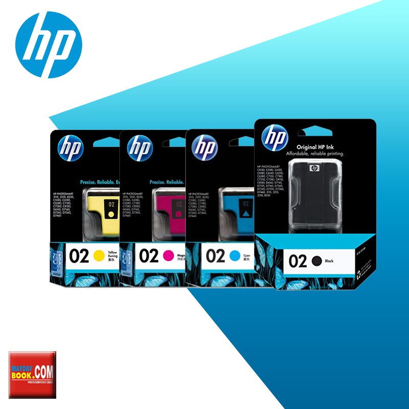 ตลับหมึก HP 02 Black/Cyan/Yellow/Magenta Original Ink Cartridge ...