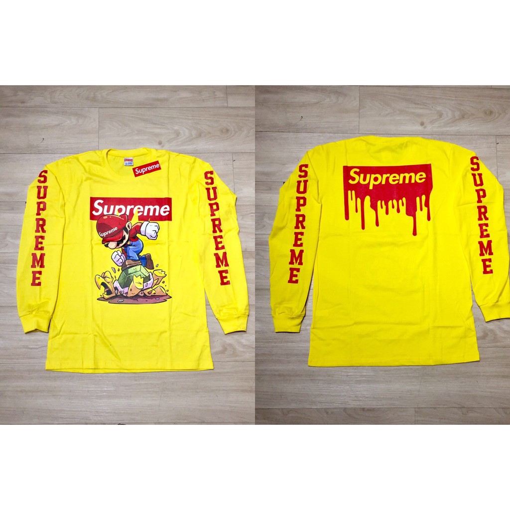 เสื้อแขนยาว แขนจั๊ม เสื้อกันหนาวซูพรีม ลาย mario,หมี supreme sweater ...
