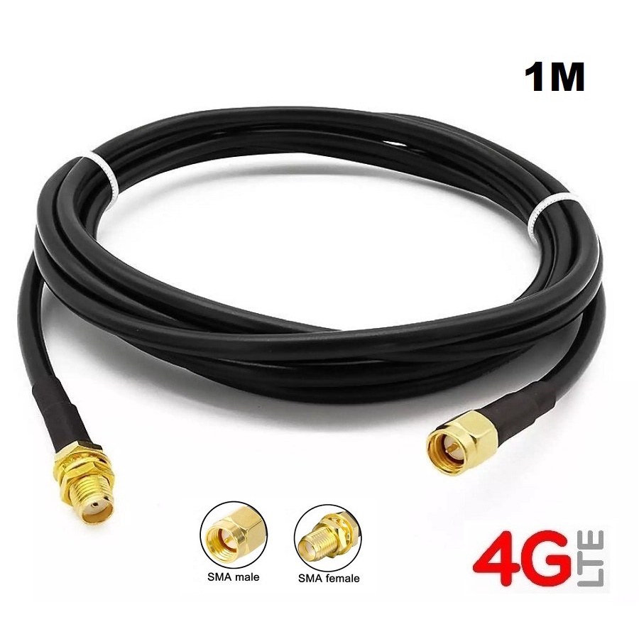 สาย RG58 Low loss 1 เมตร 4G 3G Extension Antenna Cable SMA Male to SMA ...