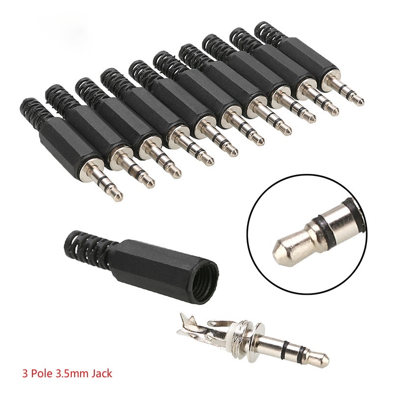 1/5/10pcs 3.5mm Jack Stereo 3 Pole Male Jack for DIY Headset Earphone ...