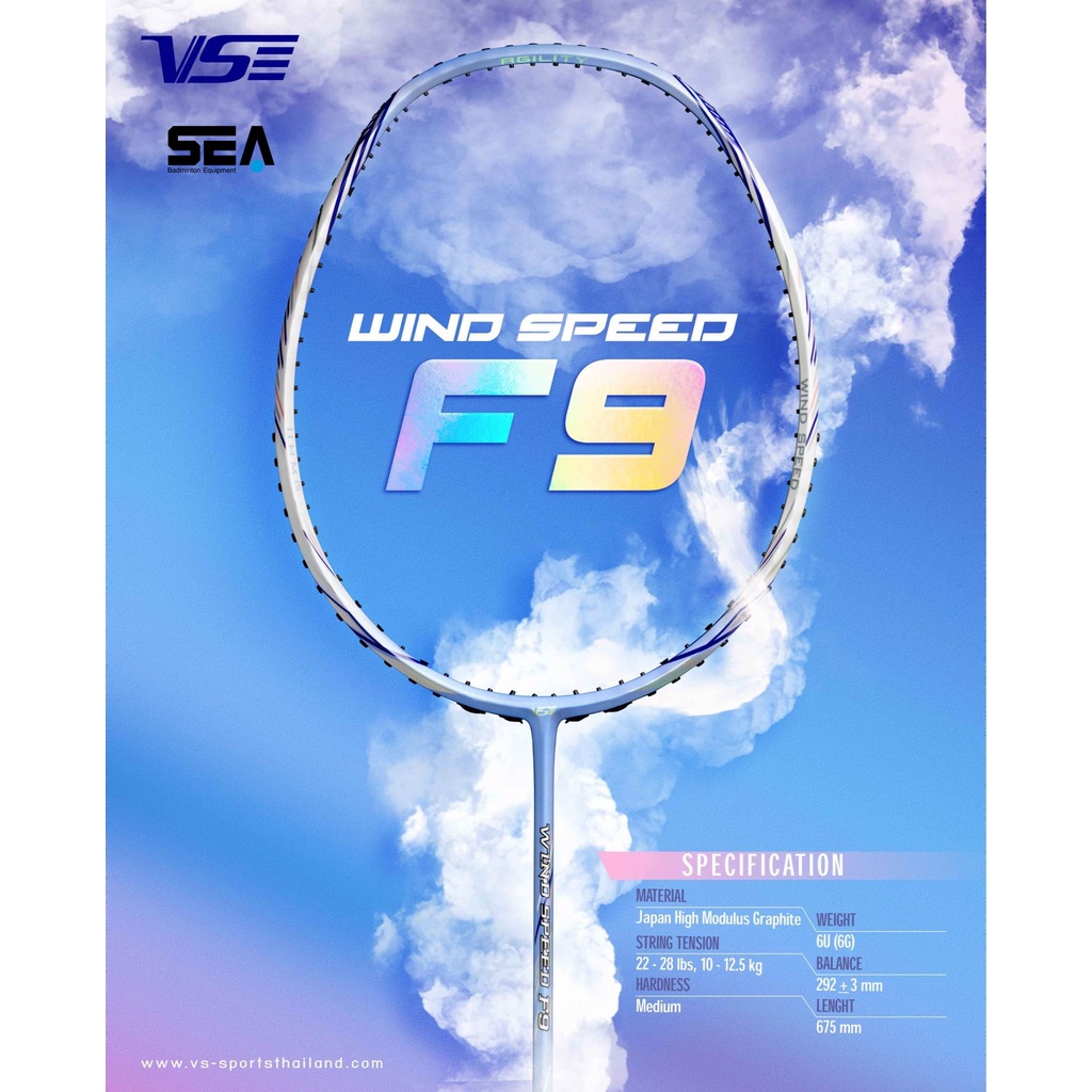 VENSON ไม้แบดมินตัน รุ่น WIND SPEED F9 (Speed Type) 6U/72g/Balance 292mm/Shaft Medium/28lbs Free ...