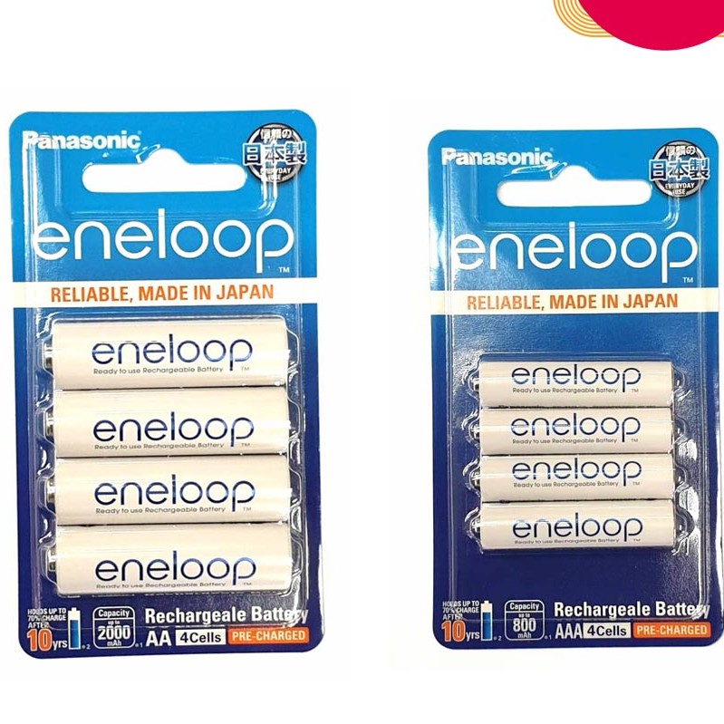 ถ่านชาร์จ Panasonic Eneloop AA 4pcs+ AAA 4pcs ของแท้ ประกัน 6 เดือน ...