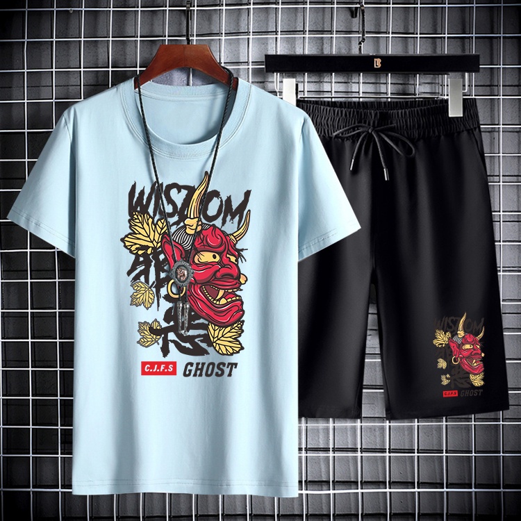 BD104+DKC104Bชุดเซ็ทเสื้อยืดแขนสั่ง+กางเกงขาสั้นได้ทั้งชายและหญิงมี7สี ...