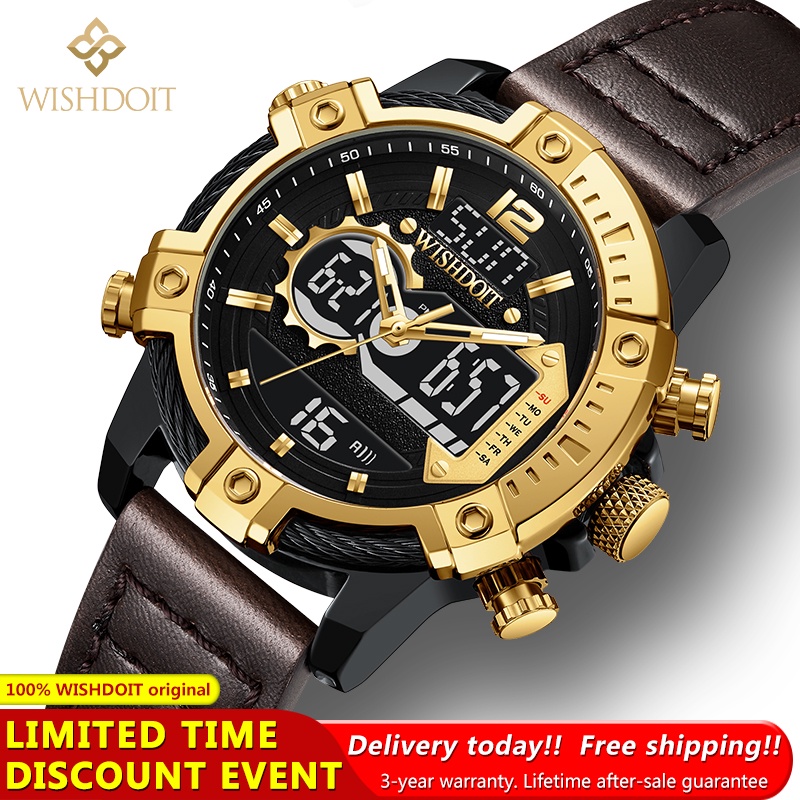 [Shopee Mall] WISHDOIT Men's watch Waterproof Sports watches Leather ...