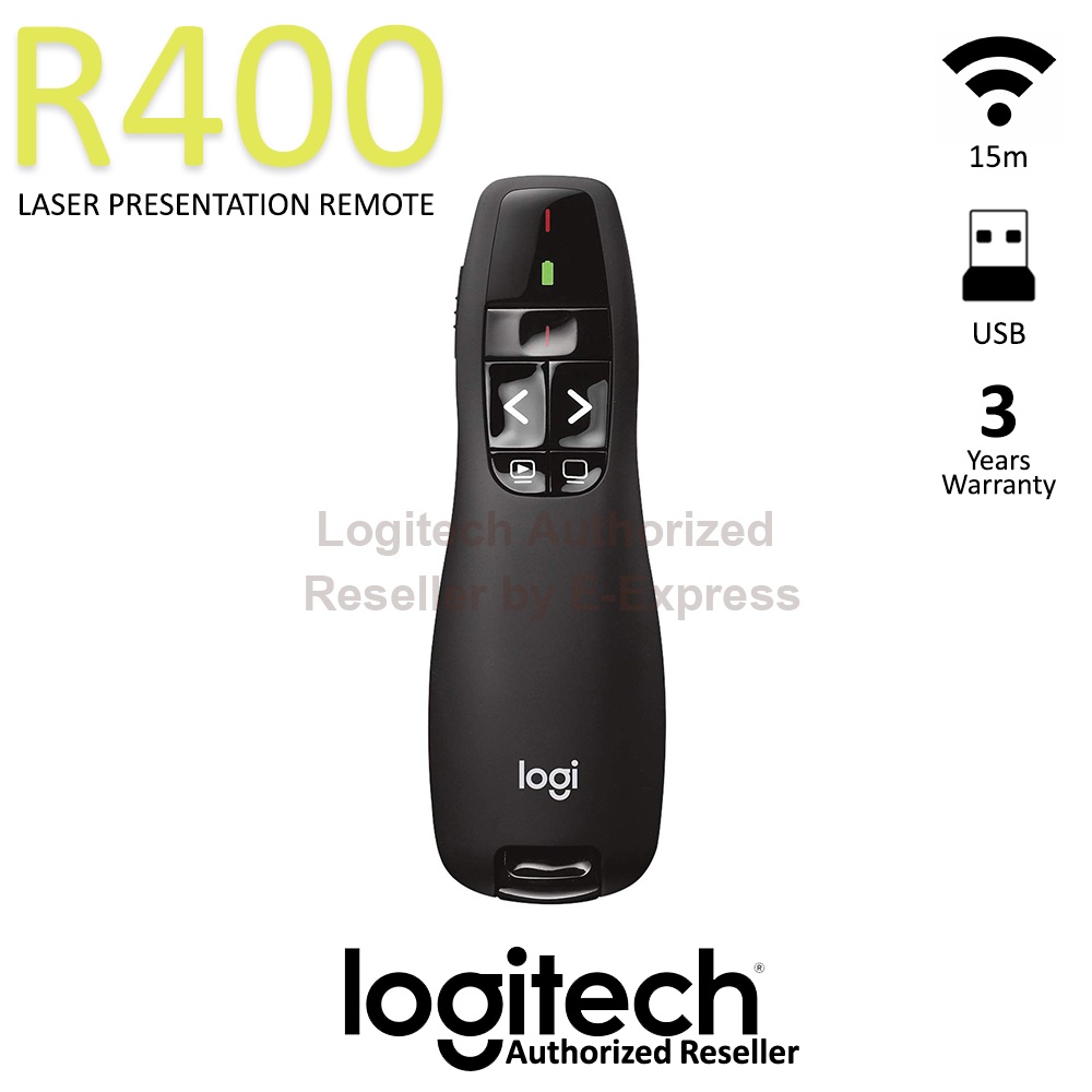 Logitech R400 Wireless Presenter Laser Pointer - Black (สีดำ) ประกันศูนย์ 3ปี ของแท้ | Shopee ...
