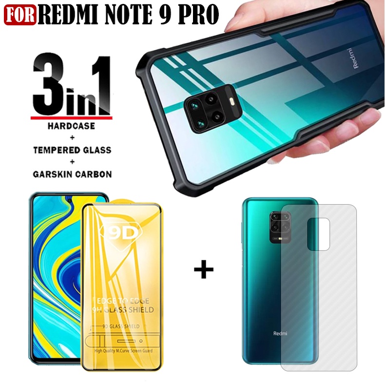 Layar 3 IN 1Xiaomi Redmi Note 9 Pro Hardcase Package + กระจกนิรภัยหน้า ...