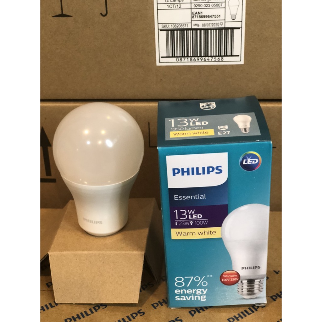 PHILIPS ESS LED Bulb 13W E27 แสงเหลือง Warm White (3000K) | Shopee Thailand