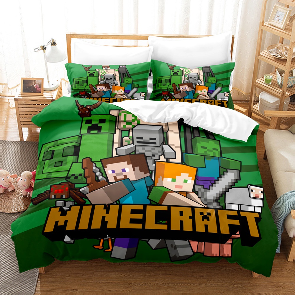 Minecraft Roblox 2 In 1 ชุดเครื่องนอนผ้าปูที่นอนปลอกหมอนผ้านวมล้างทํา ...