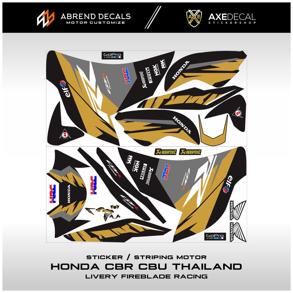 สติกเกอร์ ลาย CBR CBU Thailand Livery Fireblade Tri Color Racing Honda ...