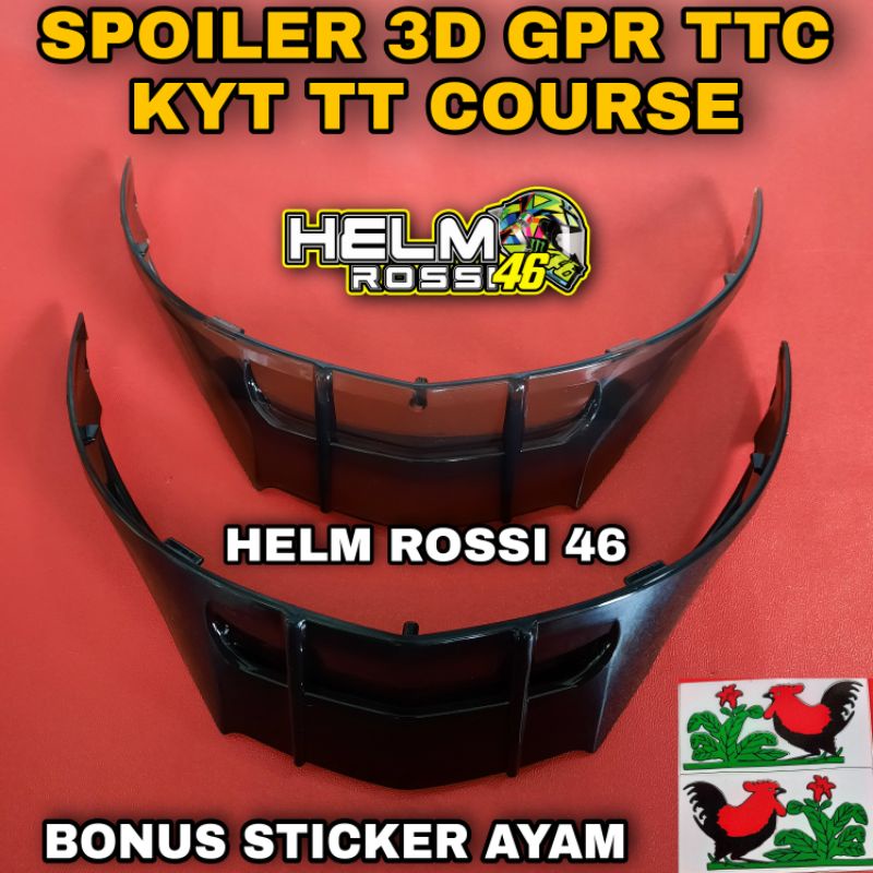 Hitam สปอยเลอร์ GPR KYT TT COURSE TTC สีดํา และโบนัสกาวใสด้านข้าง | Shopee Thailand