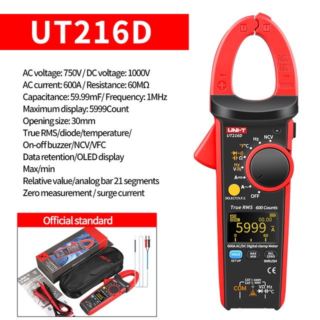 UNI-T UT216D UT216A UT216B UT216C 600A True RMS แคลมป์มิเตอร์แบบดิจิตอล ...