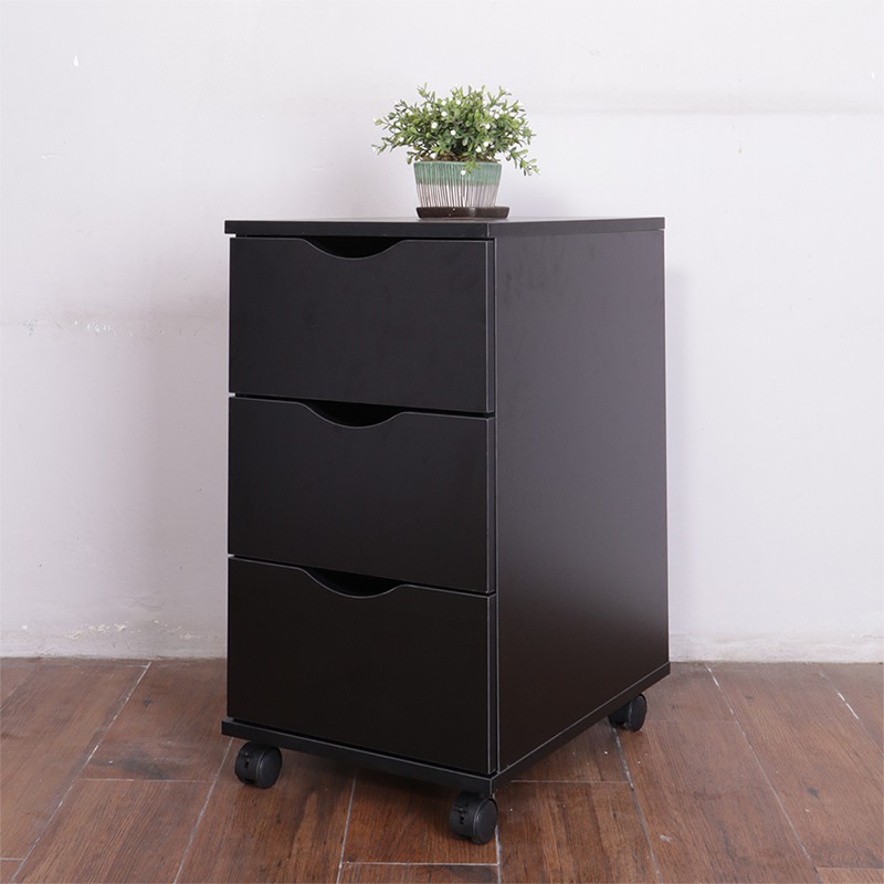 Ctrend ตู้ลิ้นชักไม้ 3 ชั้น มีล้อเลื่อน GR-011 สีดำ | Shopee Thailand