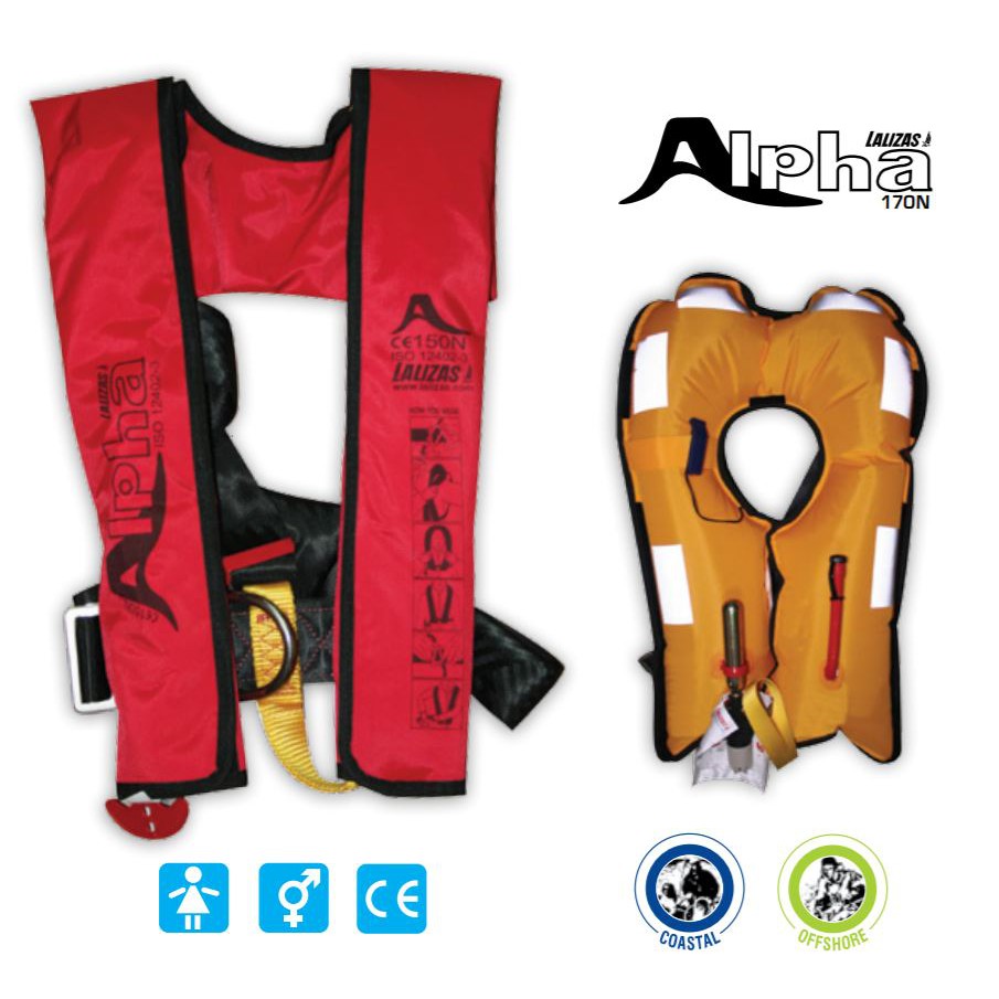 เสื้อชูชีพแบบพองลม รุ่น อัลฟ่า 170 นิวตัน Alpha Inflatable Lifejacket ...