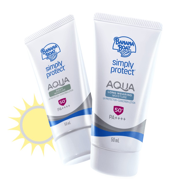 แพ็กเก็ตใหม่ Banana Boat Simply Protect Aqua Daily Moisture UV Protection Sunscreen Lotion SPF50 ...