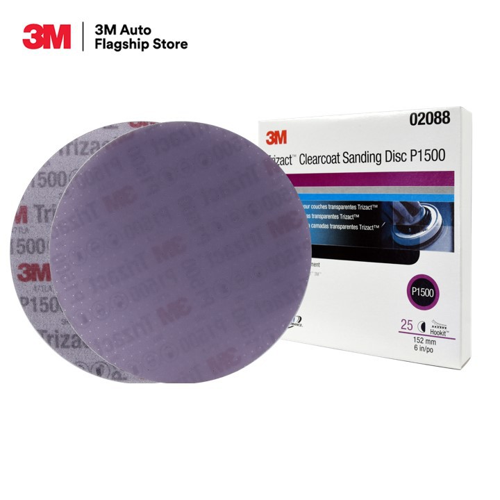 3M (1 กล่อง 25 แผ่น) 02088 กระดาษทรายกลม ไตรแซ็ค Trizact Clearcoat ...