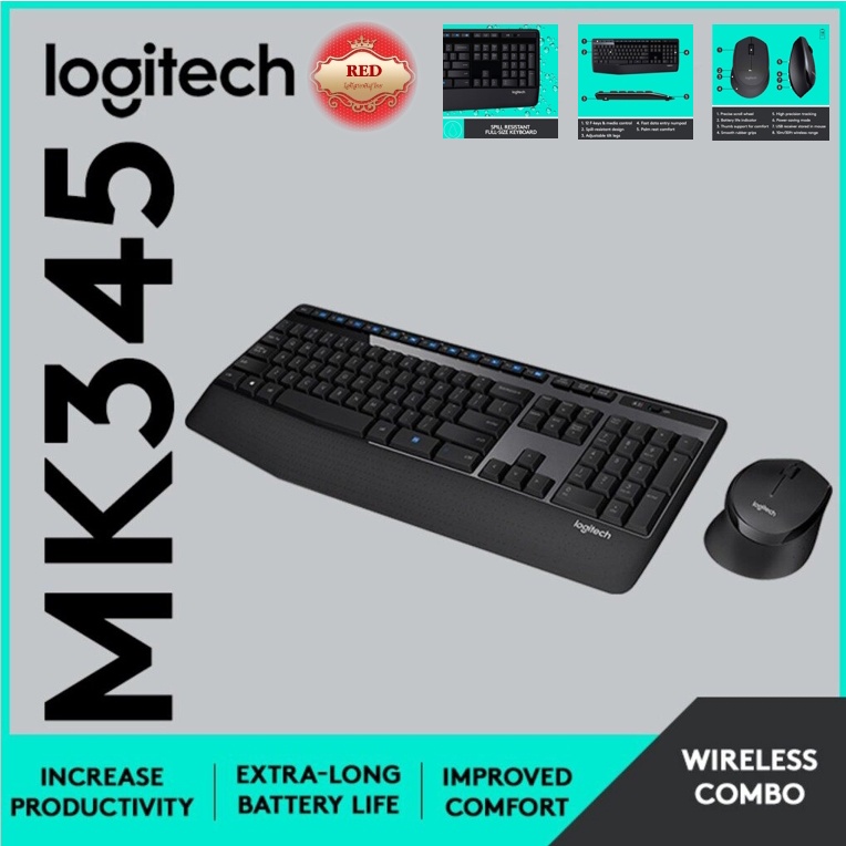 Logitech wireless keyboard+mouse คีย์บอร์ด+เม้าส์ รุ่นMK-345 | Shopee ...
