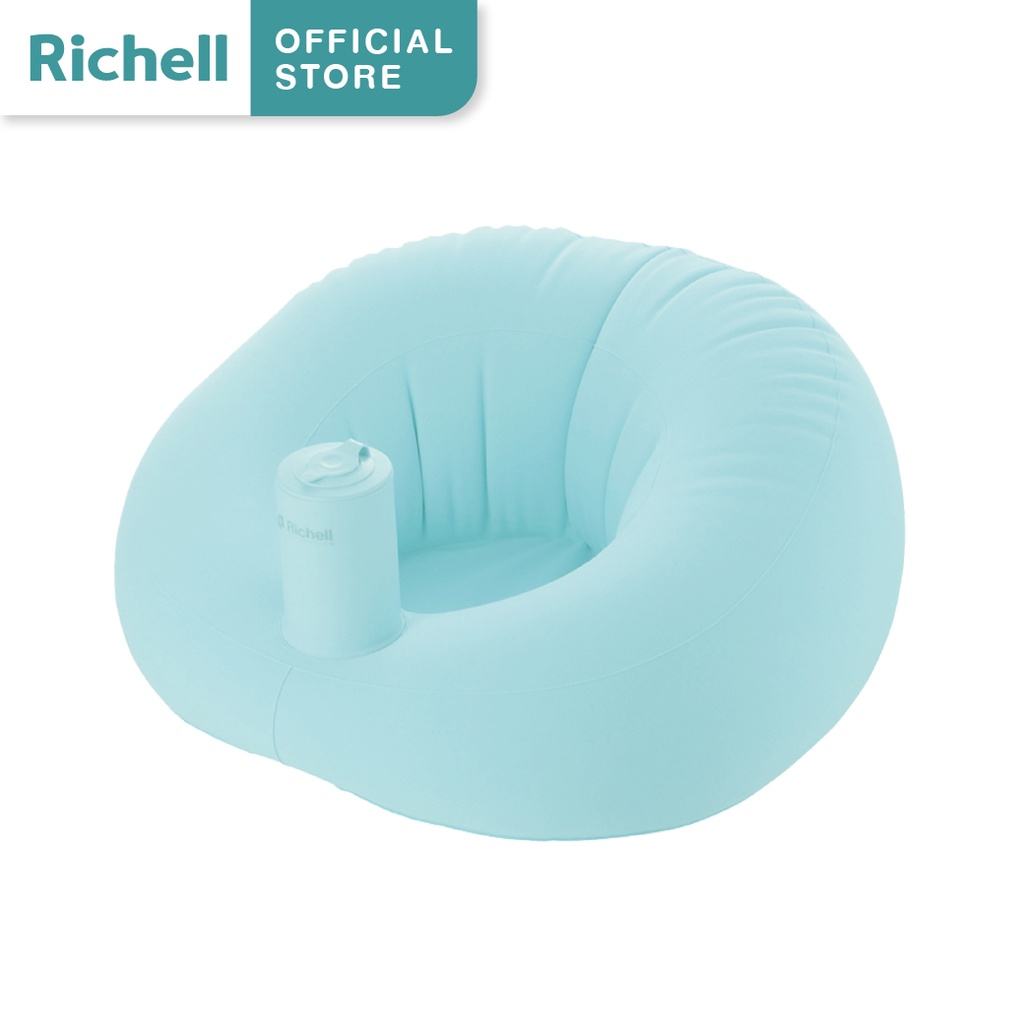 Richell(ริเชล) Soft Baby Sofa เก้าอี้ปั้มลมโซฟาผ้านุ่มกำมะหยี่ พกพาสะดวก หัดนั่งทรงตัวไม่ล้ม ...
