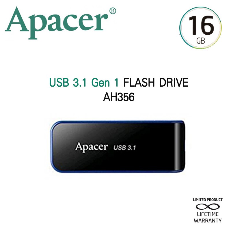 Apacer AH356 USB3.1 แฟลชไดร์ฟ 16GB (Apacer AP16GAH356B-1) | Shopee Thailand