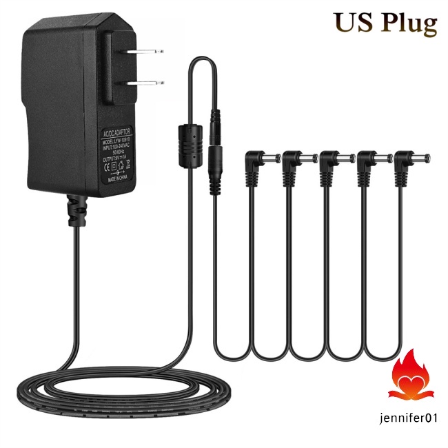 jennifer Pedal Power Supply Adapter 9v DC 1A 1000ma Tip Negative 5 Way ...