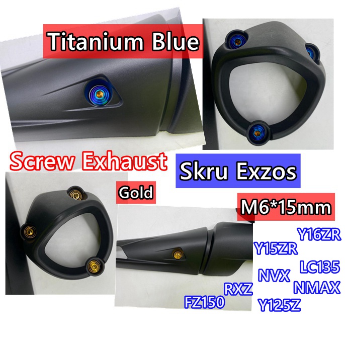 สกรู Scru ไอเสีย Exzos Muffler ฝาครอบปลายหมวก YAMAHA Y125Z LC135 Y16ZR ...