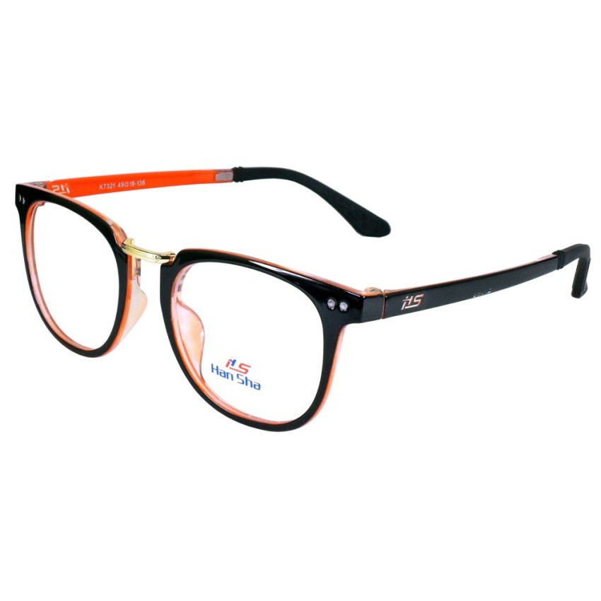 Han Sha แว่นตา รุ่น K-7321 สีดำตัดส้ม + เคลือบเงา วัสดุ Plasticเบาและ ...