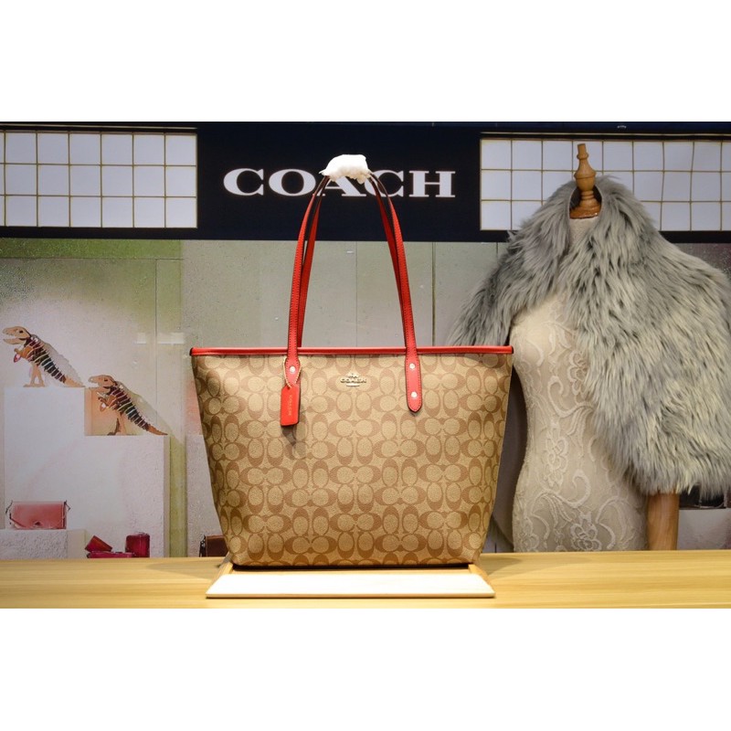 #COACHF58293 COACH CITY ZIP TOTE IN SIGNATURE COATED CANVAS (COACH ...