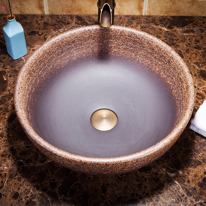 (ลดเพิ่ม40% ใส่โค้ด GRAD88 ลดสูงสุด80บาท)อ่างล้างหน้าเซรามิกทรงกลมลาย ...