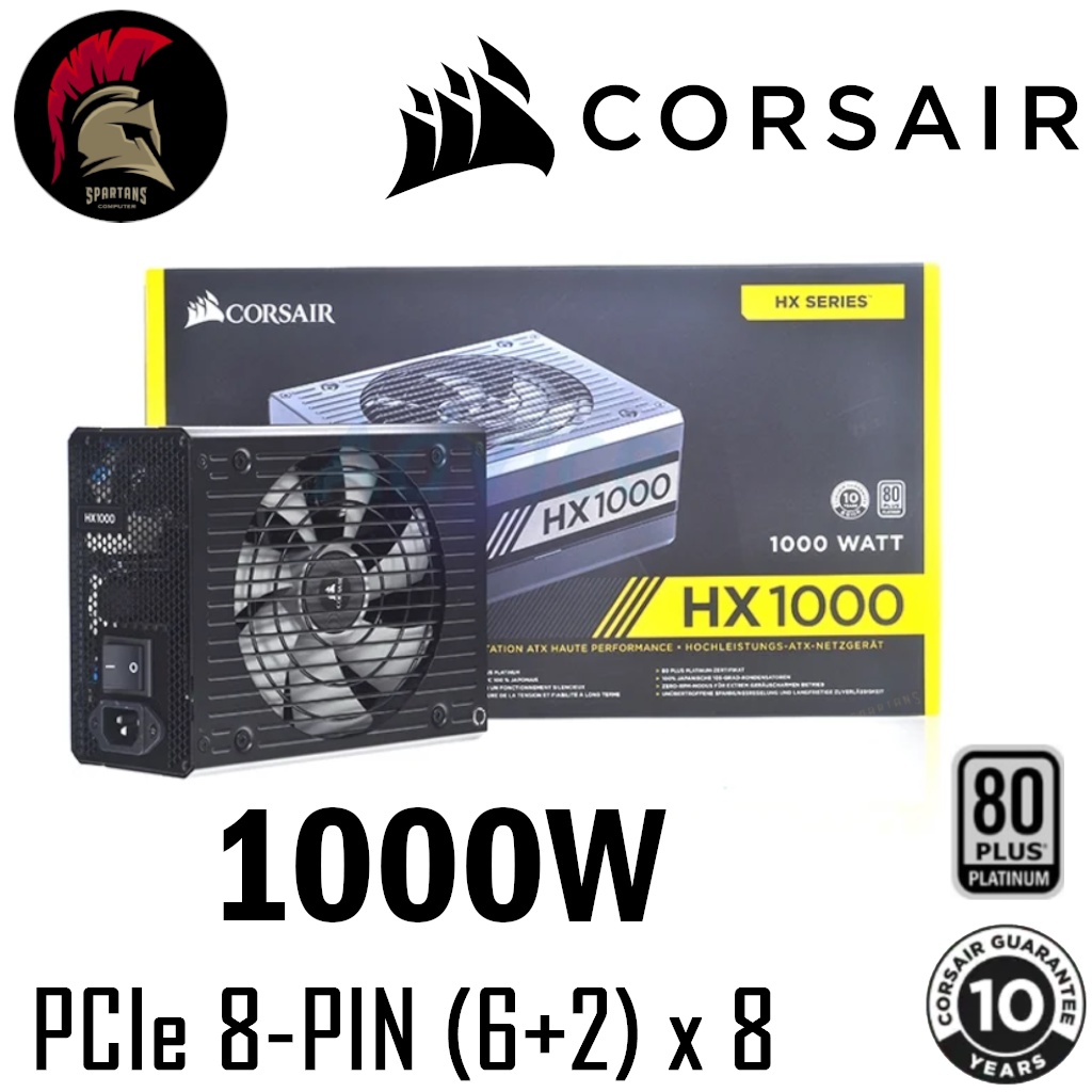 CORSAIR HX1000 1000W Power Supply 80+ Platinum (PCIE x 8 GPU) (อุปกรณ์ ...