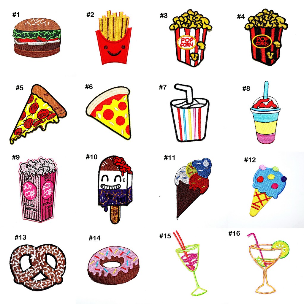 ตัวรีดการ์ตูน งานปัก อาหาร ขนม เครื่องดื่ม Food Drink Snack Patch DIY wop ตัวรีดติดเสื้อ กระเป๋า ...