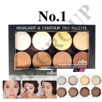 Odbo Highlight & Contour Pro Palette Highlighter 20g. No.1 ไฮไลท์ คอน ...