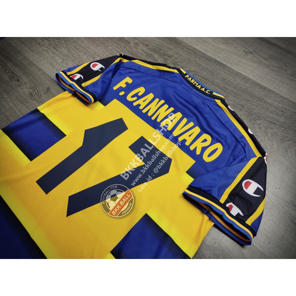 [Retro] - เสื้อฟุตบอล ย้อนยุค Parma Home ปาร์ม่า เหย้า 2001/02 พร้อมเบอร์ชื่อ 17 F.CANNAVARO ...