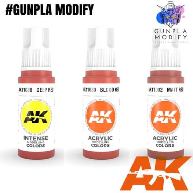 AK Interactive 3G สีอะคริลิคสูตรน้ำ 17 ml Deep Red, Blood Red, Matt Red ...
