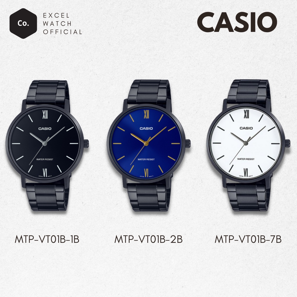 [ Excel Watch ] นาฬิกาข้อมือ CASIO รุ่น MTP-VT01B มี 3 สี analog สายสเ ...