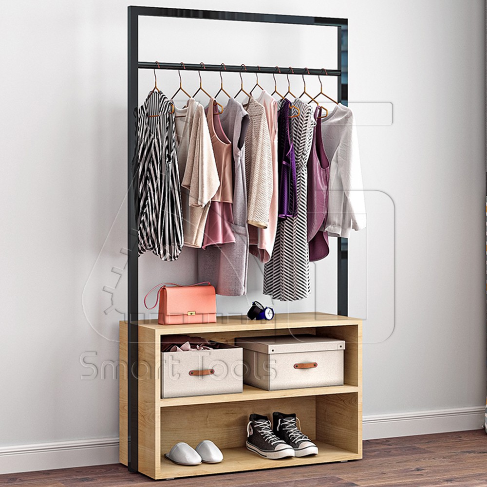 InnHome ราวแขวนเสื้อผ้า 2in1พร้อมชั้นวางของ 2 ชั้น รุ่น 9815Y | Shopee Thailand